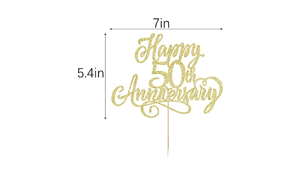 AROKIPPRY Happy 50th Anniversary Cake Topper - for 50th Wedding ...