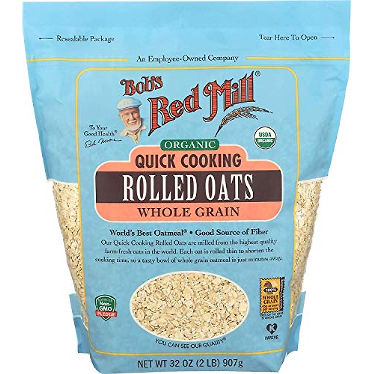 Bob's Red Mill Organic Quick Cooking Rolled Oats (32 Ounce, Pack of 2)