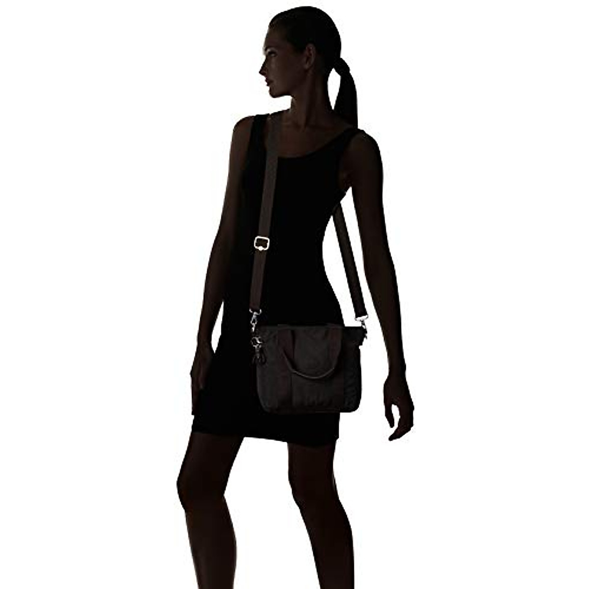 Kipling Women's Asseni Mini Tote, Compact Lightweight Everyday Purse, Nylon Shoulder Bag, Black Noir