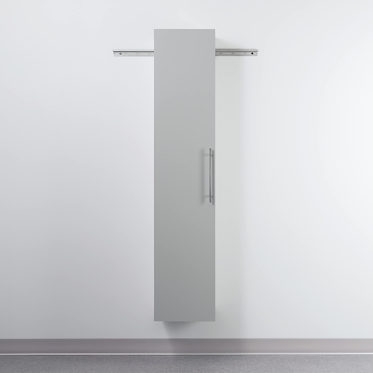 Prepac HangUps Narrow Wall Mounted Garage Storage Cabinet, Tall Storage Organizer Cabinet, 15" W x 72" H x 16" D, Light Gray