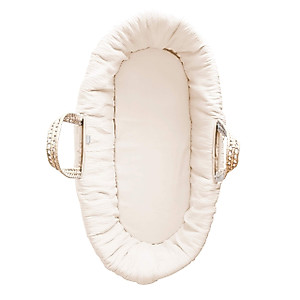 Tadpoles Luxe Cotton Set of 2 Moses Basket Fitted Sheets with Foam Pad - Natural