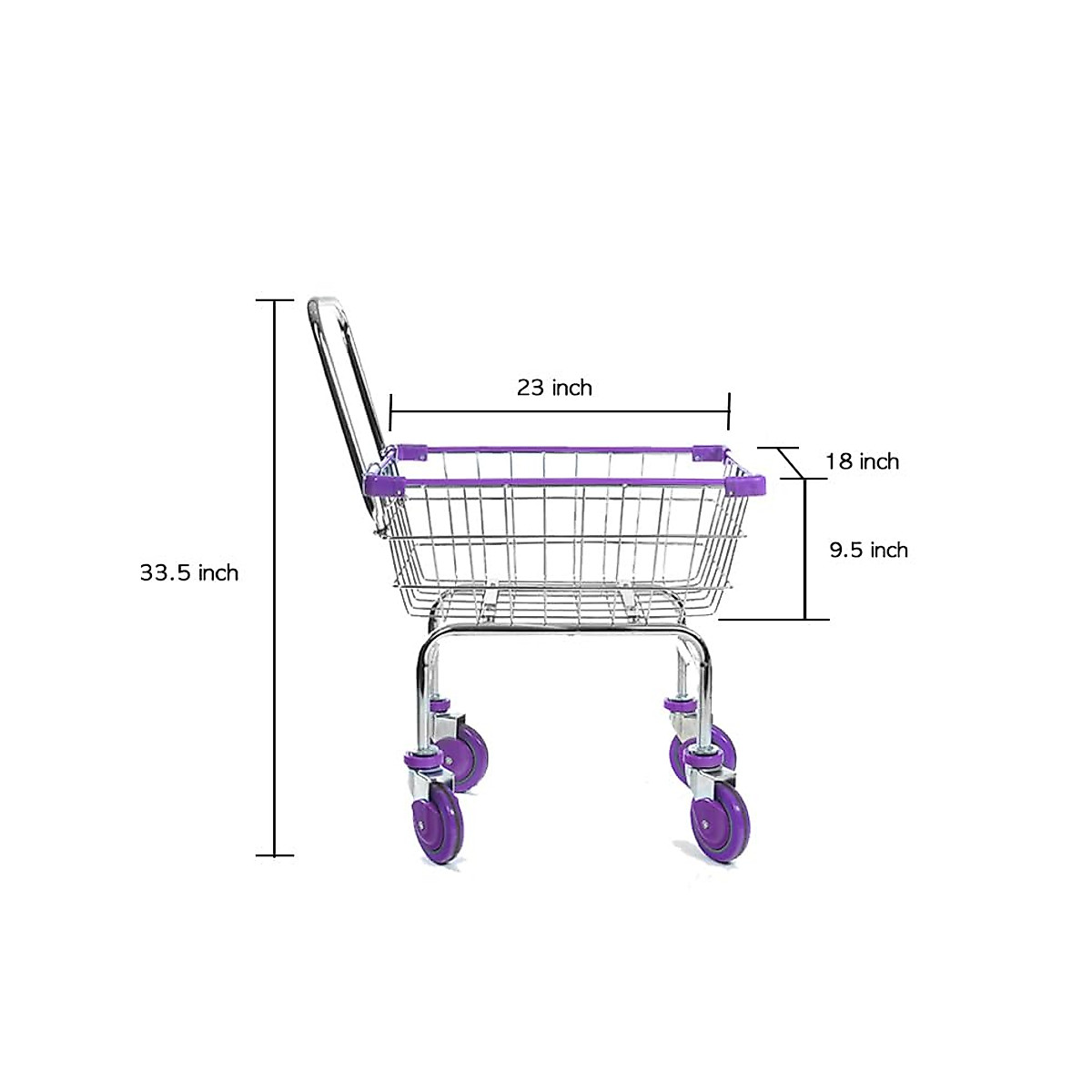 CHAMINUSA U HANDDLE Grocery & Laundry CART 1.5 Bushel (Gunpowder Metal) Red, Blue Trim (Red)