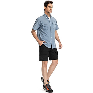 Jessie Kidden Mens Stretch Casual Lightweight Water Resistant Quick Dry Cargo Fishing Hiking Shorts (6018 Black 34)