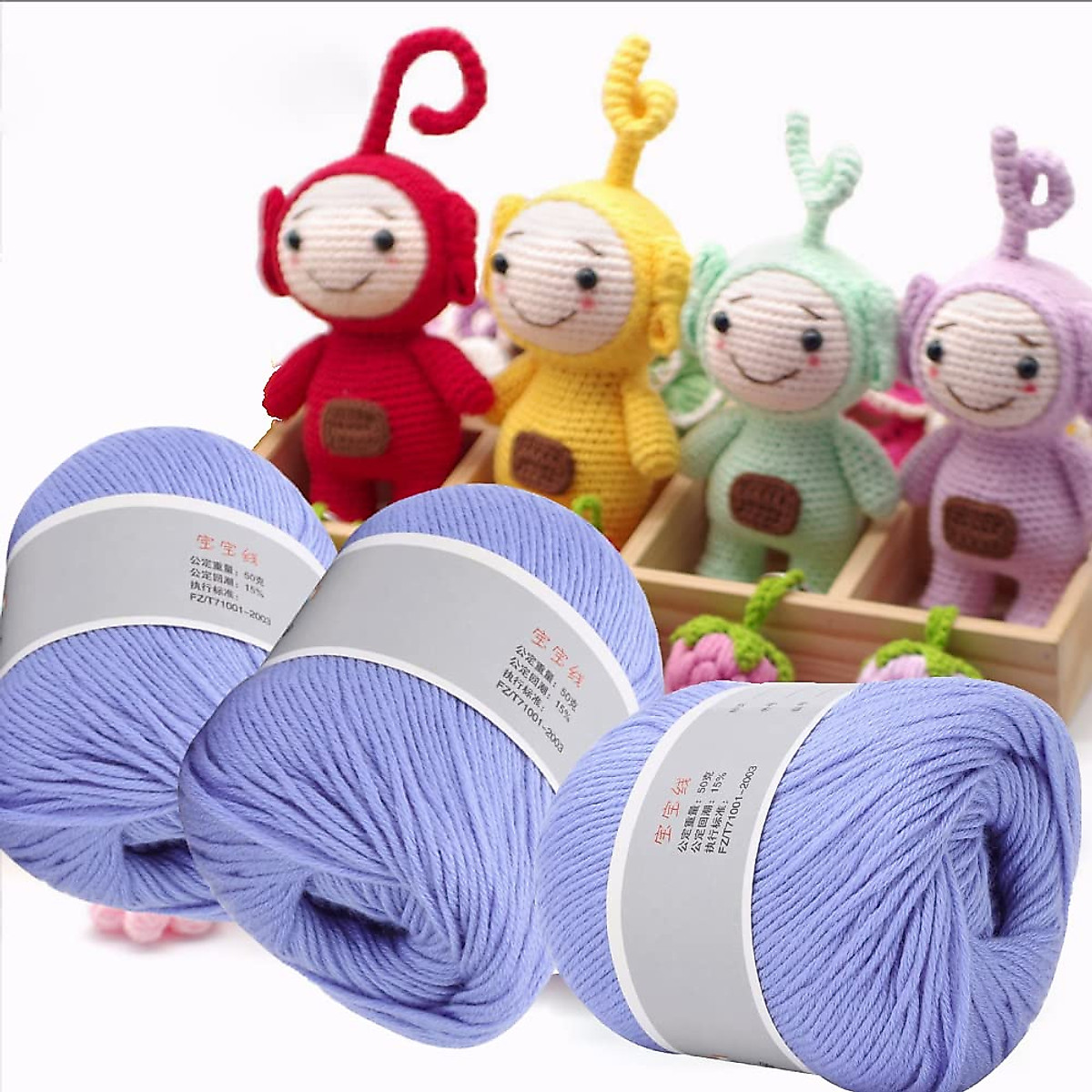 Milk Cotton Thread Colorful Baby Milk Cotton Yarn Soft Chunky Baby Milk Cotton Crochet Knitwear DIY Hand Knitting Yarn Mulit-Colorful Optional(Light Blue)