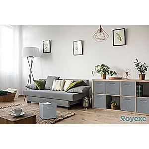 Royexe Item Container 11 Inch Storage Cubes (Set of 8) Storage Baskets, Features Dual Handles & 10 Label Window Cards, Foldable Fabric Closet Shelf, Drawer Organizers Storage, Polypropylene, Gray