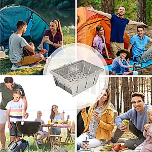 Camping Fire Pit, Portable Camping Grills, Foldable Camping Firepit, Backpacking BBQ Grill, Wood Burning Fire Pit, Outdoor Campfire Stove, Hiking Grills with Storage Bag, for Cooking Bonfire Patio