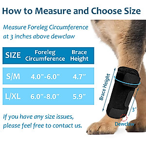JOCUND Dog Front Leg Brace, Pair of Dog Leg Brace with Metal Strips, Canine Front Leg Hock Wrap Sleeve for Carpal Support, Protects Wounds Brace Heals and Prevents Injuries and Sprains (L/XL)