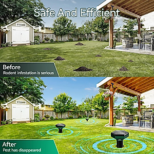 Mole Repellent Solar Powered 4 Pack buzzkick Solar Mole Repellent Ultrasonic Rodent Repeller，Vole Repellent Outdoor，Ultrasonic Pest Repeller for Yard