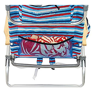Tommy Bahama 5-Position Classic Lay Flat Folding Backpack Beach Chair, Aluminum , Red, White, and Blue Stripe