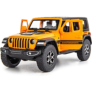 WAKAKAC Compatible for 1/32 Wrangler Alloy Diecast Pull Back Model Car Collectible Gift with Light and Sound Toy Vehicle for Kids Boys Girls Toddler Christmas Birthday Gift Orange