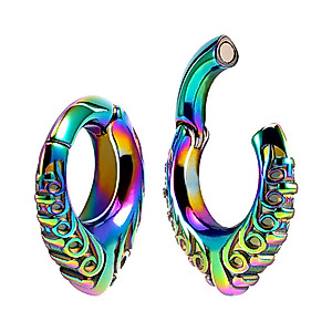 ERKUOO 2 PC Ear Hangers Gauges Stainless Steel Ear Weights Expander Dangle Ear Tunnels Plugs Stretcher Body Piercing Jewelry 2g(6mm)