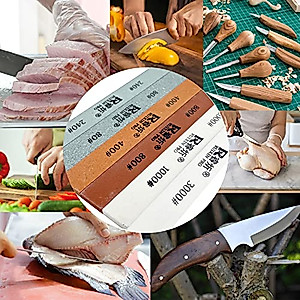 RUIXIN PRO 6Pcs Replacement Knife Sharpening Stones for RX-008 RX-009 Knife Sharpener Fixed-Angle Kit, Professional Whetstone Set Polishing Stone without Base 80/240/400/800/1000/3000 Grit