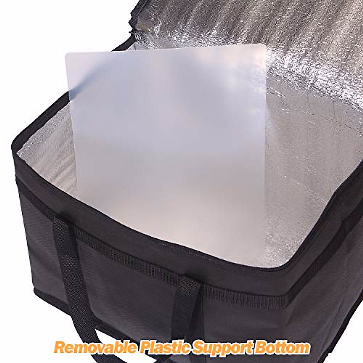 4 Pack XL Insulated Reusable Grocery Bags with Sturdy Zipper Reinforced Bottom & Handles, Foldable Washable Heavy Duty Cooler Totes for Hot or Cold Food Delivery, Groceries, Travel, Shopping