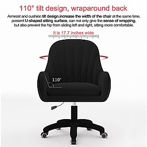 Home Office Chair Computer Chair with Mid-Back Upholstered Modern Tufted Computer Task Chair Swivel Height Adjustable Velvet Accent Chair Suitable for Bedroom, Study