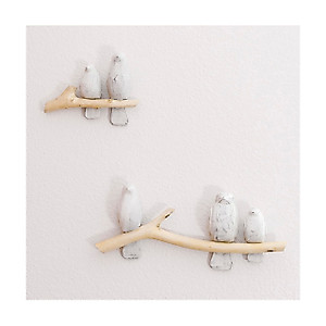 Crane Baby Woodland Nursery and Toddler Room Décor, 2 Piece Wooden Wall Décor for Boys and Girls, Bird Perch, 17” x 7" and 9” x 6.5"