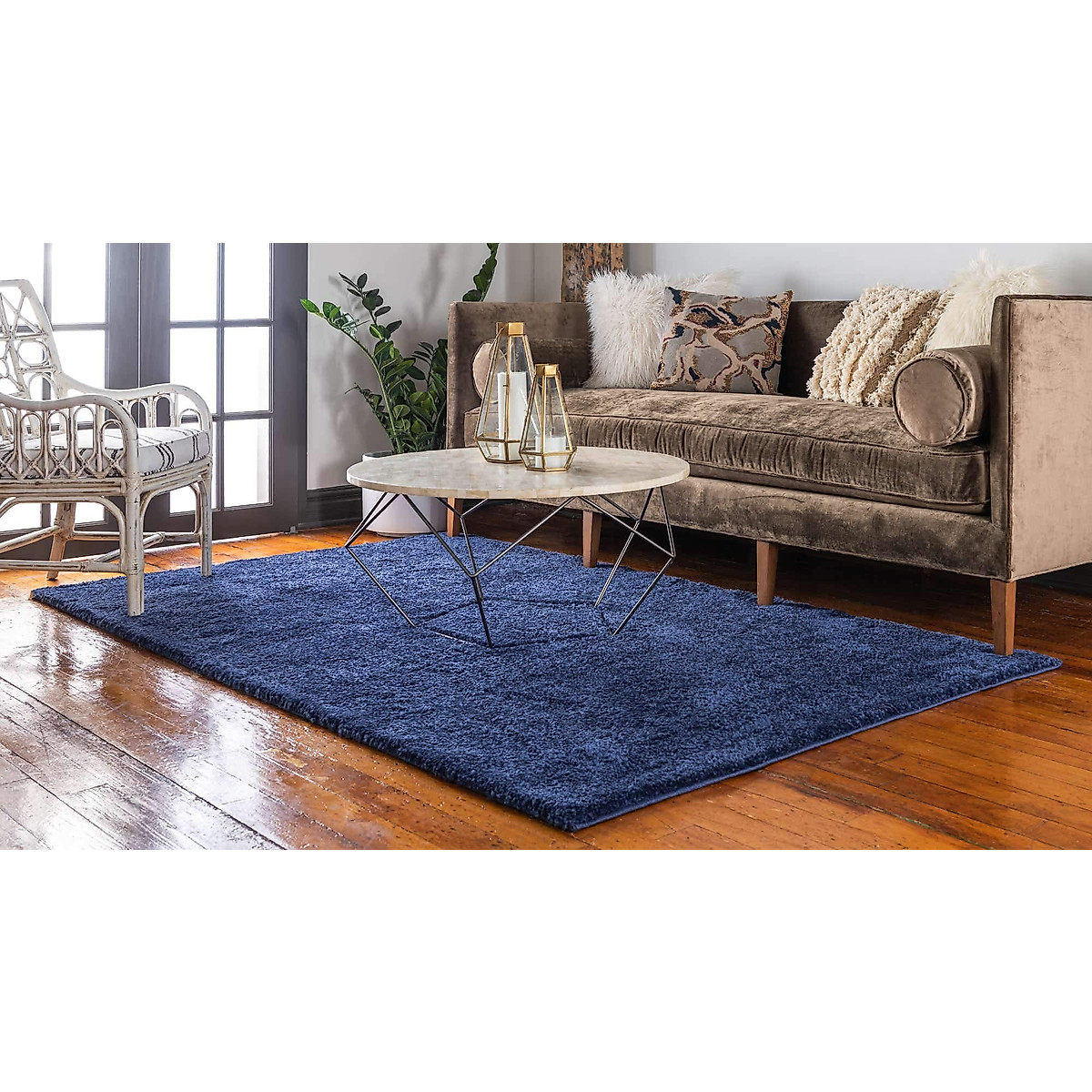 Unique Loom Solo Collection Area Rug - Calabasas (10' x 13' Rectangle, Navy Blue)