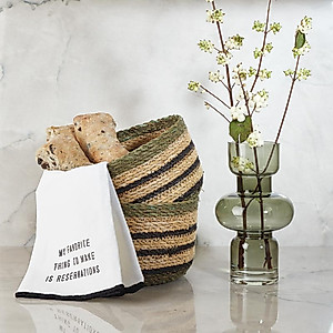 Santa Barbara Design Studio Seagrass Woven Bowl Storage Basket for Home Décor, 4.5" H x 8" Diameter, Moss/Natural/Black