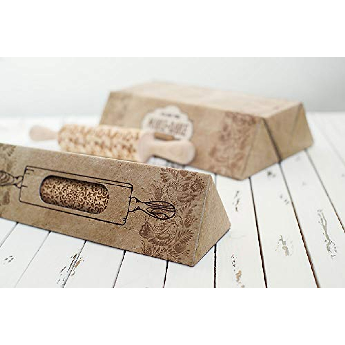 Roses Rolling Pin, flowers imprint utensil, floral ornamental pattern, embossing cookie stamp, engraved cookie roller