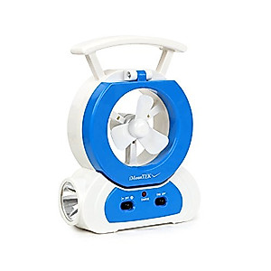 iMounTEK Mini Portable Cooling Rechargeable Electric Powered Small Quiet Desktop Table Fan W/ 22 LED Desk Lamp/Light & Powerful LED Flashlight (Blue)