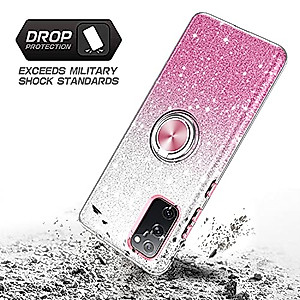 NCLcase Samsung Galaxy S20 FE 5G Case, Bling Sparkly Glitter Cute Phone Case for Women Girls with Kickstand,Slim Fit Drop Protection Shockproof Cover for Samsung Galaxy S20 FE 6.5 Inch - Pink