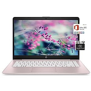 2021 Newest HP 14 inch HD Laptop Computer, Intel Celeron N4000 up to 2.6 GHz, 4GB DDR4, 64GB eMMC Storage, WiFi , Webcam, HDMI, Bluetooth, 1 Year Microsoft 365,Windows 10 S, Rose Pink + Hubxcel Cables