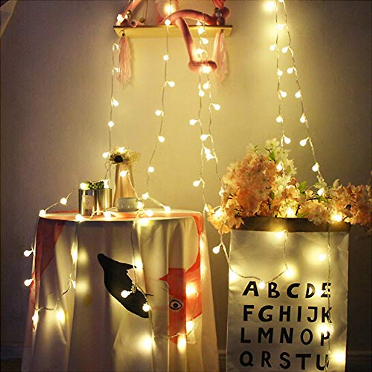 Battery Operated LED Globe String Lights, 2-Pack Total 52FT 120LEDs - Each 26FT 60LEDs 8 Mode Waterproof Christmas Fairy String Lights with Remote for Home Bedroom Garden Wedding Party Decoration
