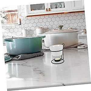 CIYODO 2 Sets Set Butter Heating Stove Chocolate Warmers Butter Warmers Porcelain Melting Pot Melted Butter Cups Candle Making Pot Porcelain Chocolate Pot Porcelain Butter Warmer Iron