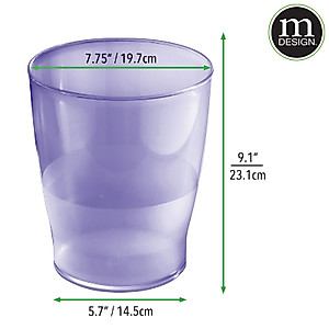 mDesign Plastic Slim Round Small 1-Gallon Trash Can, Wastebasket, Garbage Container Bin for Bathroom, Bedroom, Kitchen, Home Office, and Kids Room Waste Use - Violet Purple