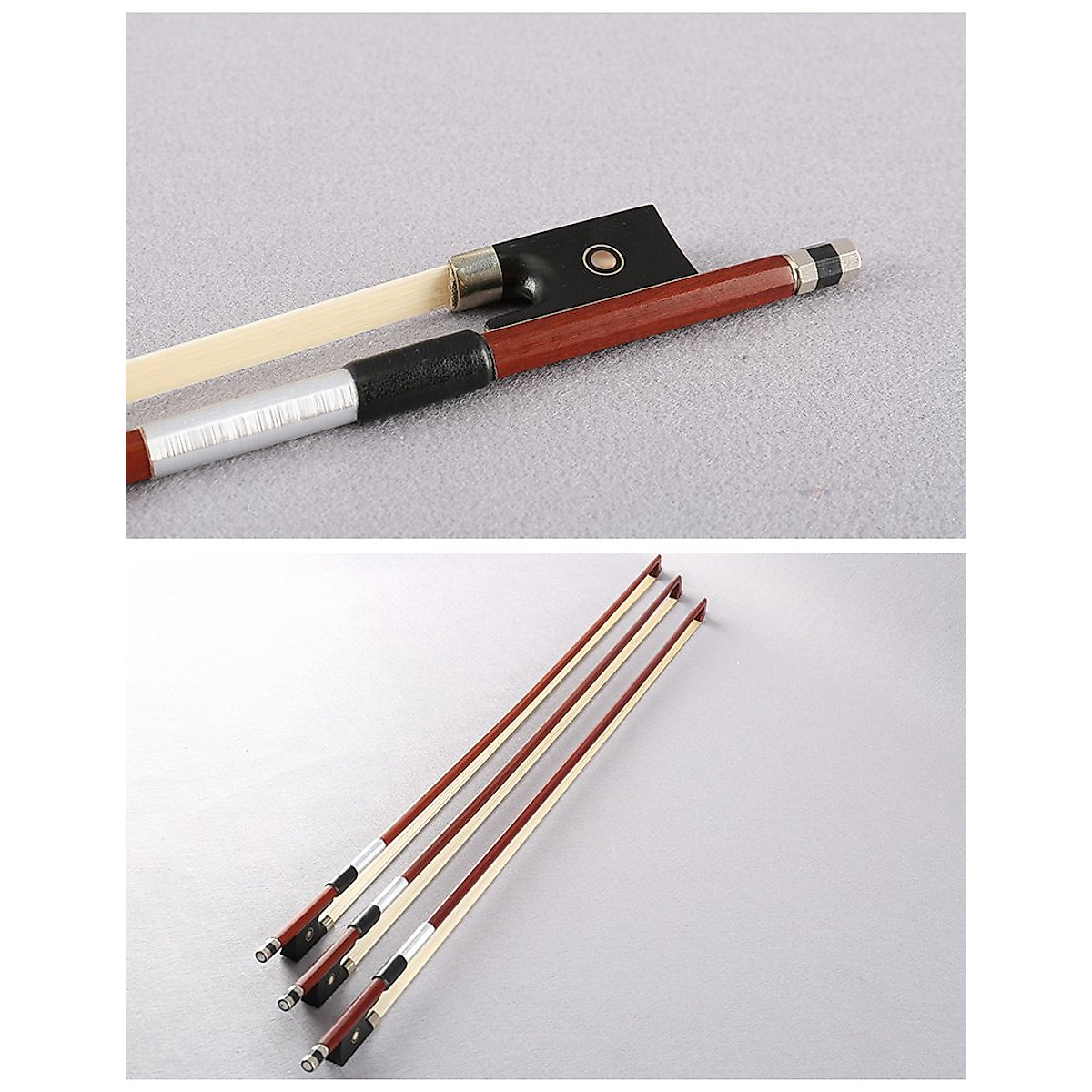 AMZZ Professional Full Size 4/4 Violin Bow Well Balanced Round Brazil Wood Stick Horsehair （4 4 Violin Bow）