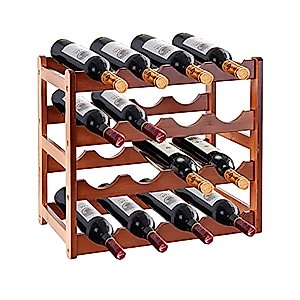 Wine Rack, 16 Bottle Wine Bottle Holder, 4 Tiers Wine Racks Countertop, Wine Rack Cabinet for Pantry, Kitchen, Cabinet, Cellar, Bar