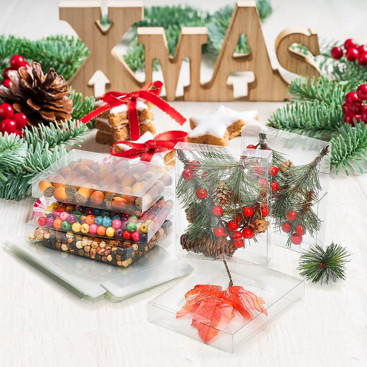 Yesland 60 Pack Clear Box for Greeting Cards, 6 x 4.75 x 1 Inch Rectangle Plastic Photo Storage Box Cases Fits A2 Size Cards Envelopes for Stationery Organizer, Small Business Supplies