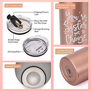 Best Friend Birthday Gifts for Women,Female Friendship Gifts,Sisters Gifts From Sister,You're The Sister I Got to Choose,20 Oz Insulated Tumbler with Straw and Lid, Vacuum Thermos Travel Cup Mug