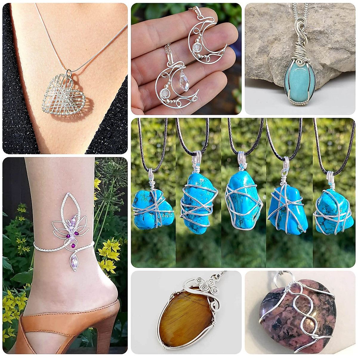 16 Gauge Jewelry Wire, Anezus Silver Craft Wire Tarnish Resistant Copper Wire for Jewelry Making, Wire Wrapping and Crafting