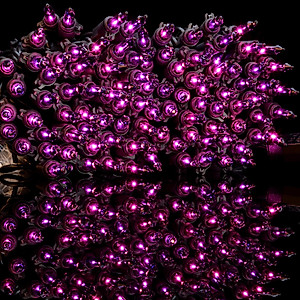 YULETIME Purple String Lights with Black Wire, Pack of 2 Strands 33 Ft 100 Count UL Certified Outdoor Halloween String Lights (Purple - Black Wire)