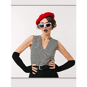 Geyoga 6 Pairs Women Long Fingerless Gloves Winter Knitted Wrist Arm Warmers Stretchy Thumb Hole Gloves Gift