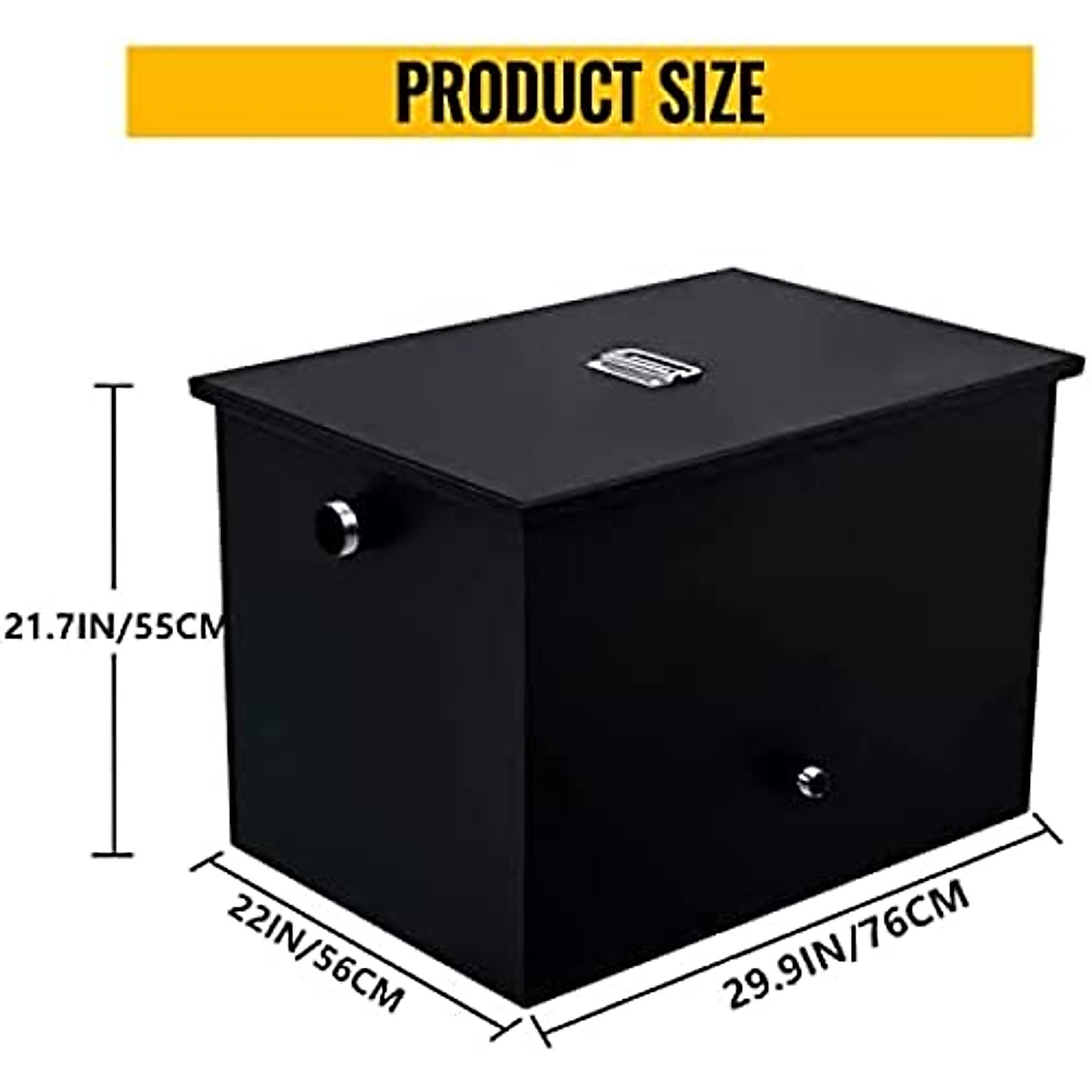 Commercial Grease Interceptor Trap 70 Lb - Carbon Steel Grease Trap Under Sink For Restaurant Cafe - Under Sink Grease Trap 4-35 GPM - Waste Water Oil-water Separator For Restaurant,50 LB