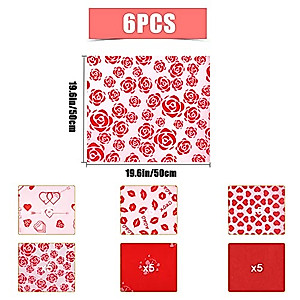 KINBOM 30sheets 20x20 inch Valentine's Day Tissue Paper, Heart Wrapping Paper Gift Wrapping Tissue Paper Gift Wrap Paper Sheets Tissue Paper for Gift Bags Christmas Birthday Party Shower(6 Patterns)