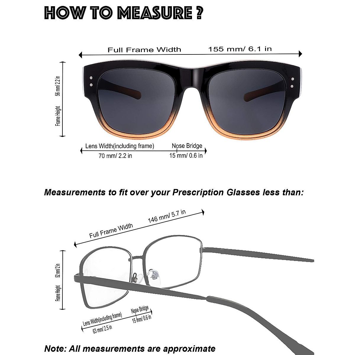 The Fresh High Definition Polarized Wrap Around Shield Oversized Sunglasses for Large Prescription Glasses - Gift Box Package (F606-Crystal Black/Brown for Large Glasses, Grey)