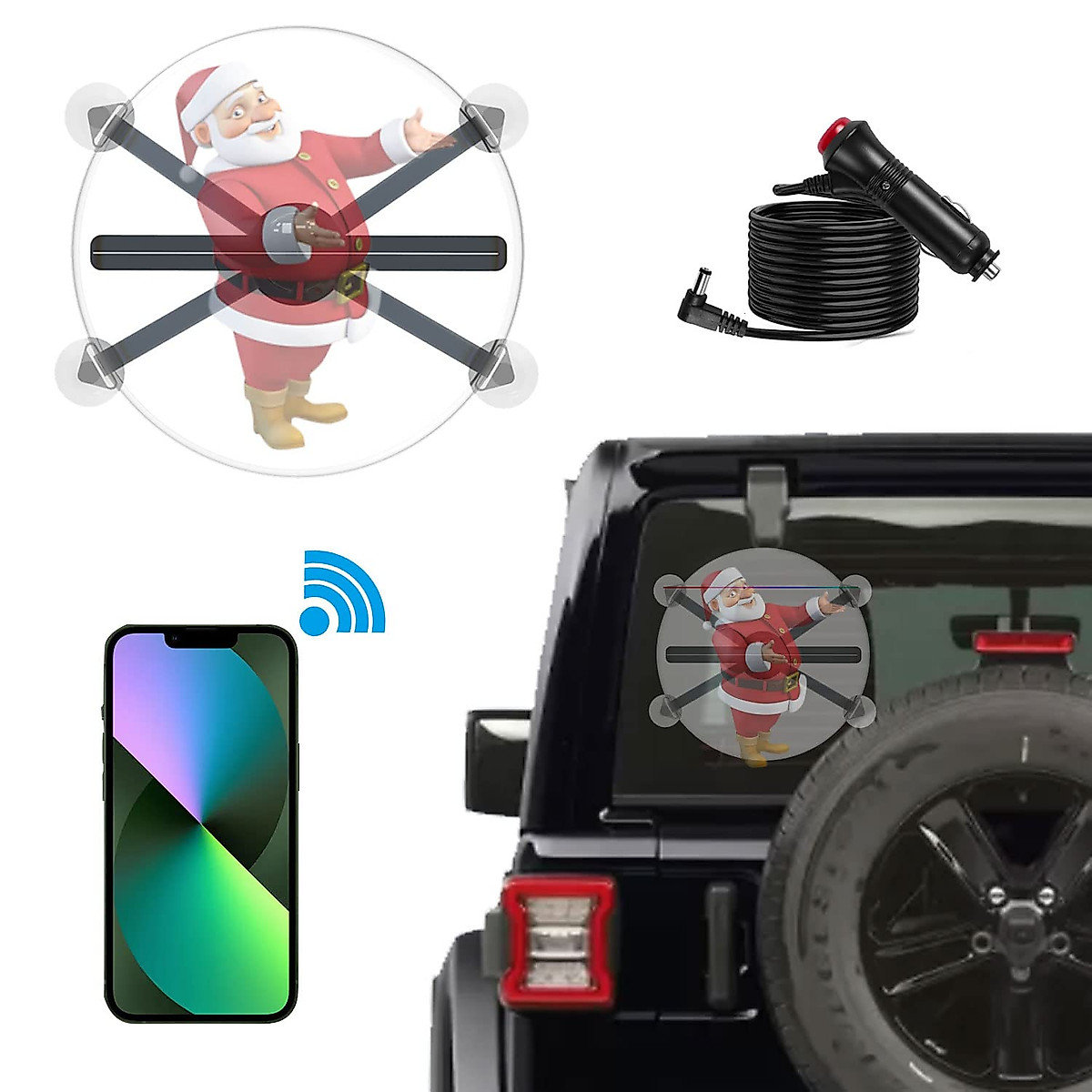 3D Hologram Fan WiFi Projector with 700 Video Library, Tabletop Holographic LED Ceiling Skylight Night Light for Halloween, Shop, Bar,Casino, Party Advertising Display 12.6 inch Missyou