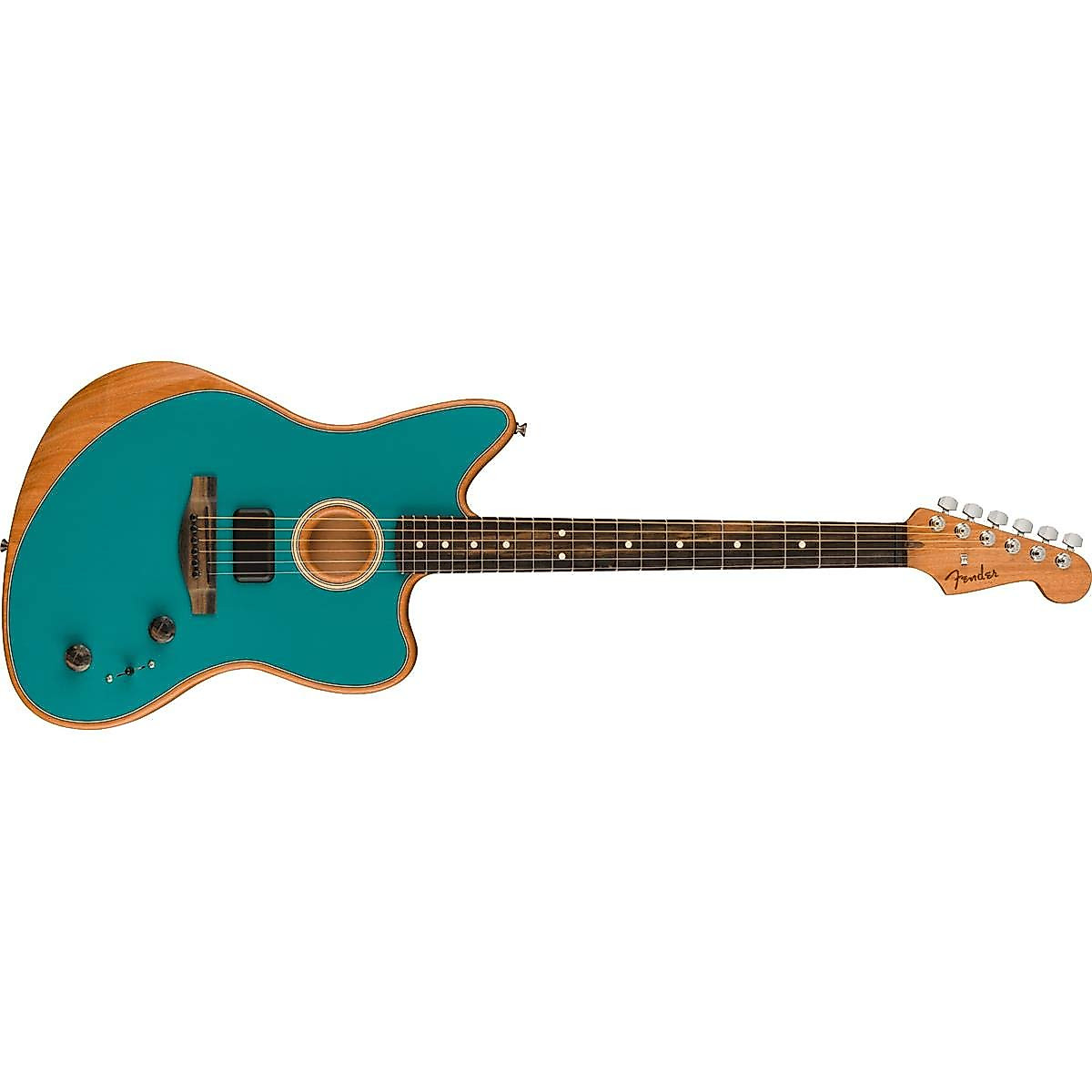 Fender American Acoustasonic Jazzmaster Acoustic Electric Guitar, with 2-Year Warranty, Ocean Turquoise, Ebony Fingerboard, with Gig Bag