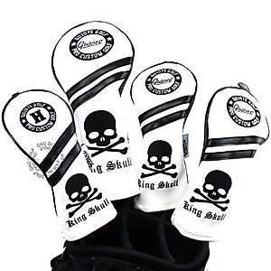Guiote Skull 1 3 5 H Golf Headcover White Vintage Retro Driver Fairway Wood Hybrid Cover