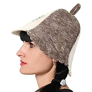 PetriStor Ukrainian Sauna Hat Ornament Blue - Hats Sauna Hat for Men - Ukraine Sauna Hat for Men - Bathhouse Hat - Natural Felt - Sauna Hat Finnish - Wool Sauna Hat for Men