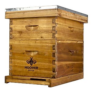 Hoover Hives 8 Frame Langstroth Beehive Dipped in 100% Beeswax Includes Wooden Frames & Waxed Foundations (1 Deep Box, 1 Medium Box)