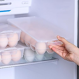 Saedy Plastic Egg Containers with Lid, 2 Pack Egg Holder Refrigerator Organizer Bin Tray