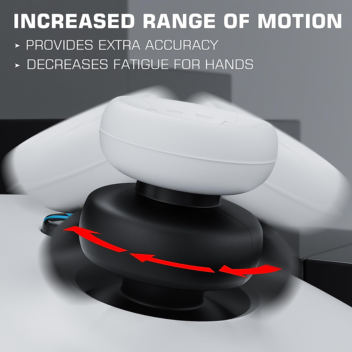 PlayRealm NO FALLING OFF Thumbstick Extender & Silicone Grip Cover 2 Sets for Xbox Series X/S & Xbox One S/X Controller(Turbo Red)