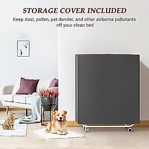 Homieasy Folding Bed with Mattress, Portable Foldable Bed with Storage Cover, Rollaway Bed for Adults with Memory Foam Mattress and Metal Frame, Cot Size Guest Bed on Wheels- White, 75” x 31”