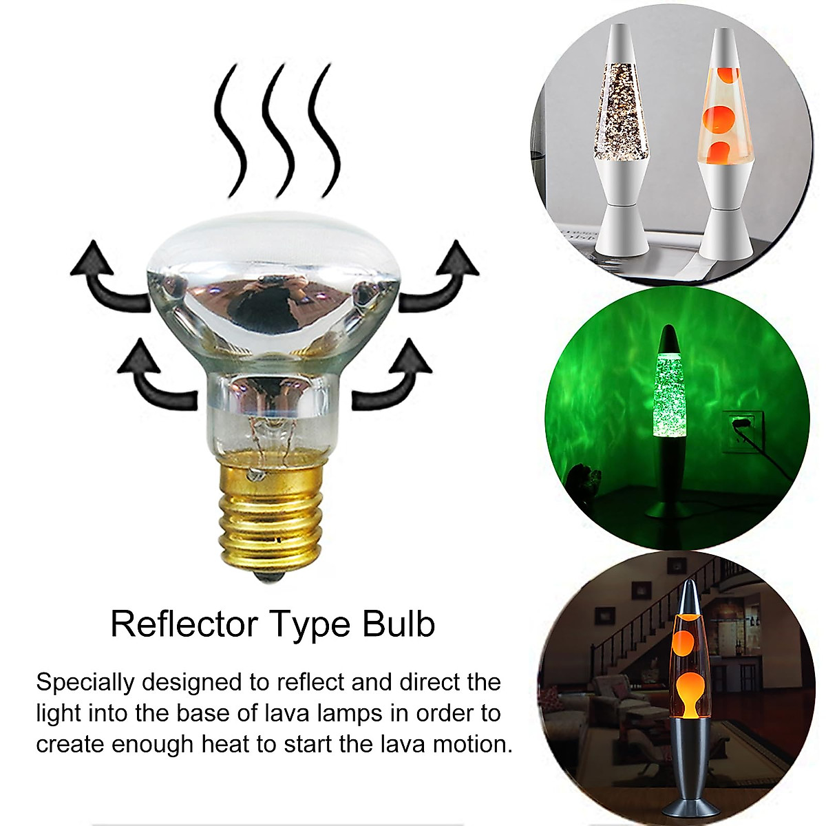 Lava Lamp Bulb 4 Pack 30W E17 R39 Reflector Type Bulb, Replacement Bulbs for Lava Lamps and Glitter Lamps.