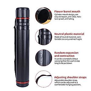 huyear Poster Tube, Extra Large Black Extendable Poster Tube with Carrying Strap, Poster Carrying Case, Telescoping Tube, Art & Poster Transport Tubes, Poster Tubes for Storage, Poster Holder Tube, Blueprint Tube