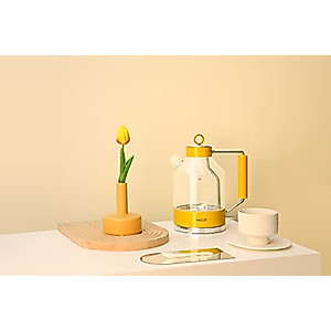 ASCOT Electric Kettle, Glass Electric Tea Kettle Gifts for Men/Women/Family 1.6L 1500W Borosilicate Glass Tea Heater, with Auto Shut-Off and Boil-Dry Protection （Yellow)