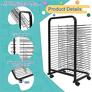 Wire Art Drying Rack for Classrooms Painting Crafts, Stackable Flexible Shelves Metal Steel Mobile Art Rack Artwork Canvas Storage Display Rack with Wheels for Art Studio (Size : 25 Shelves)